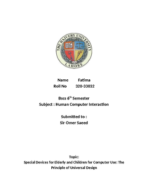 HCI - It involves understanding the diverse ways users physically ...