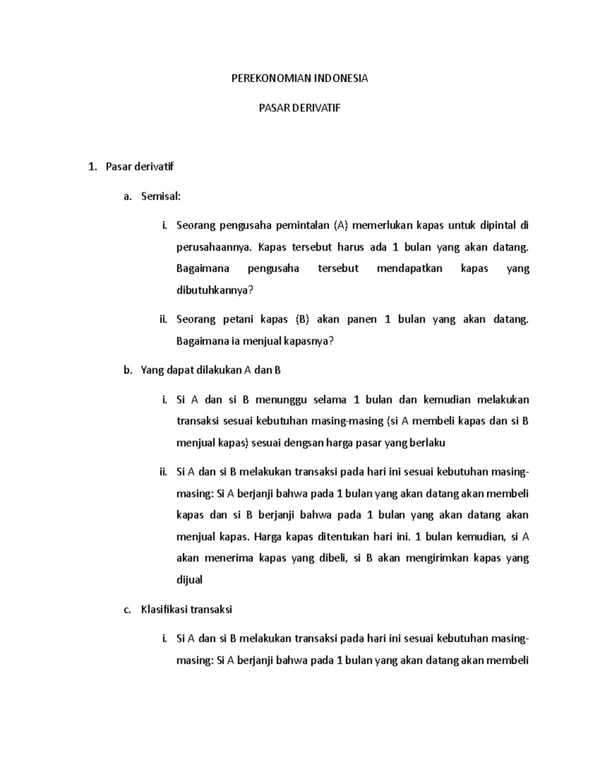 Perekonomian Indonesia pasar derivatif - PEREKONOMIAN INDONESIA PASAR ...