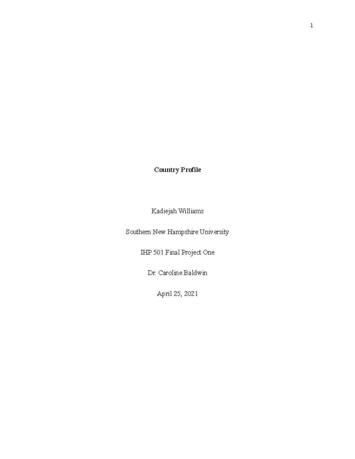 Country Profile- Final Project submit - Country Profile Kadiejah ...