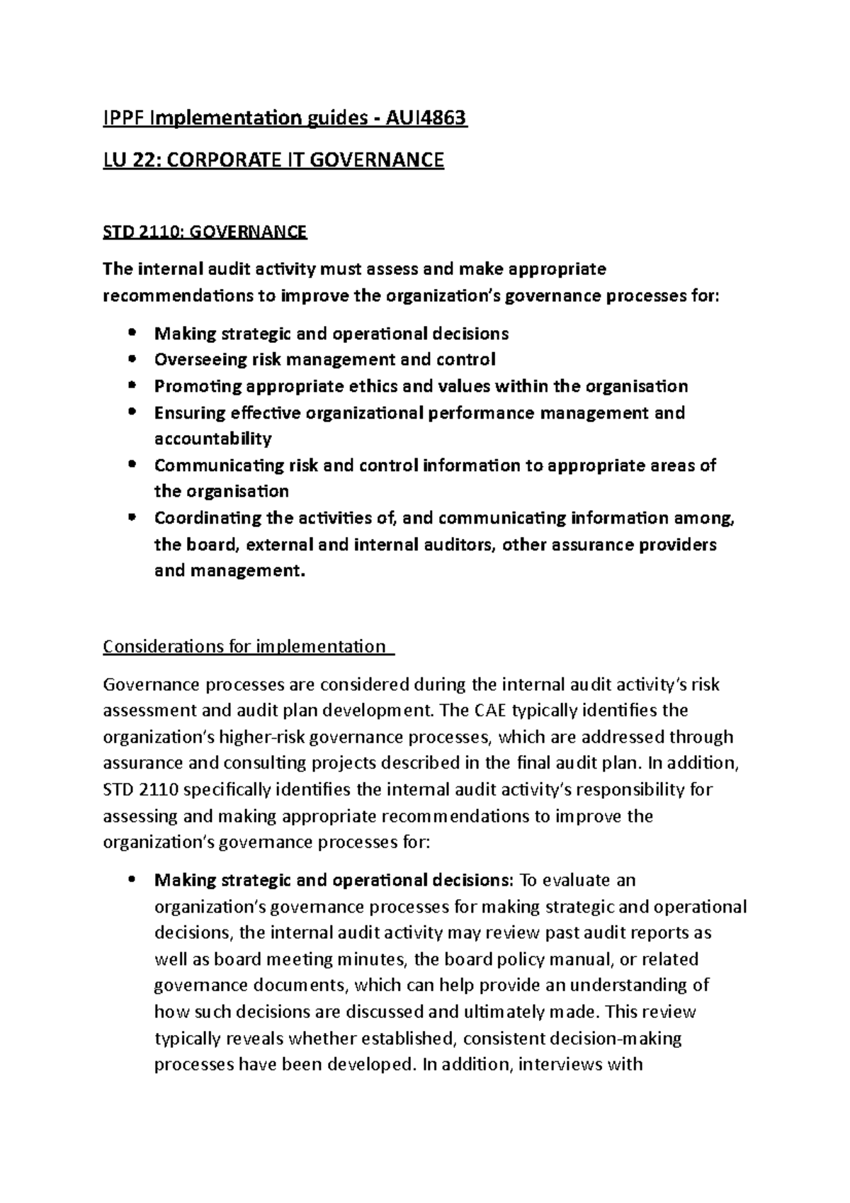 LU 22 - Summary of IPPF Framework as per LU. - IPPF Implementation ...