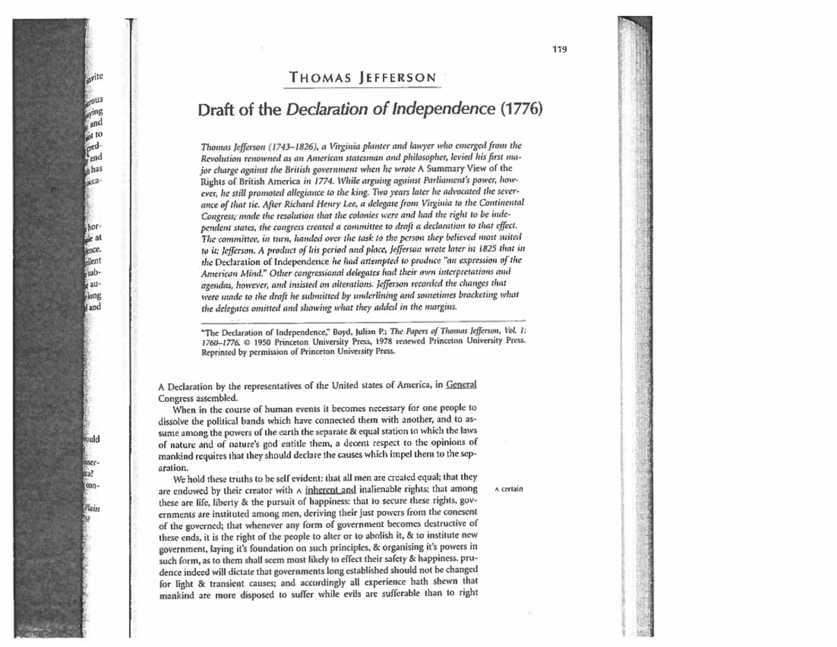 Jefferson Draft of Declaration of Independence 1776 3 - THOMAS ...