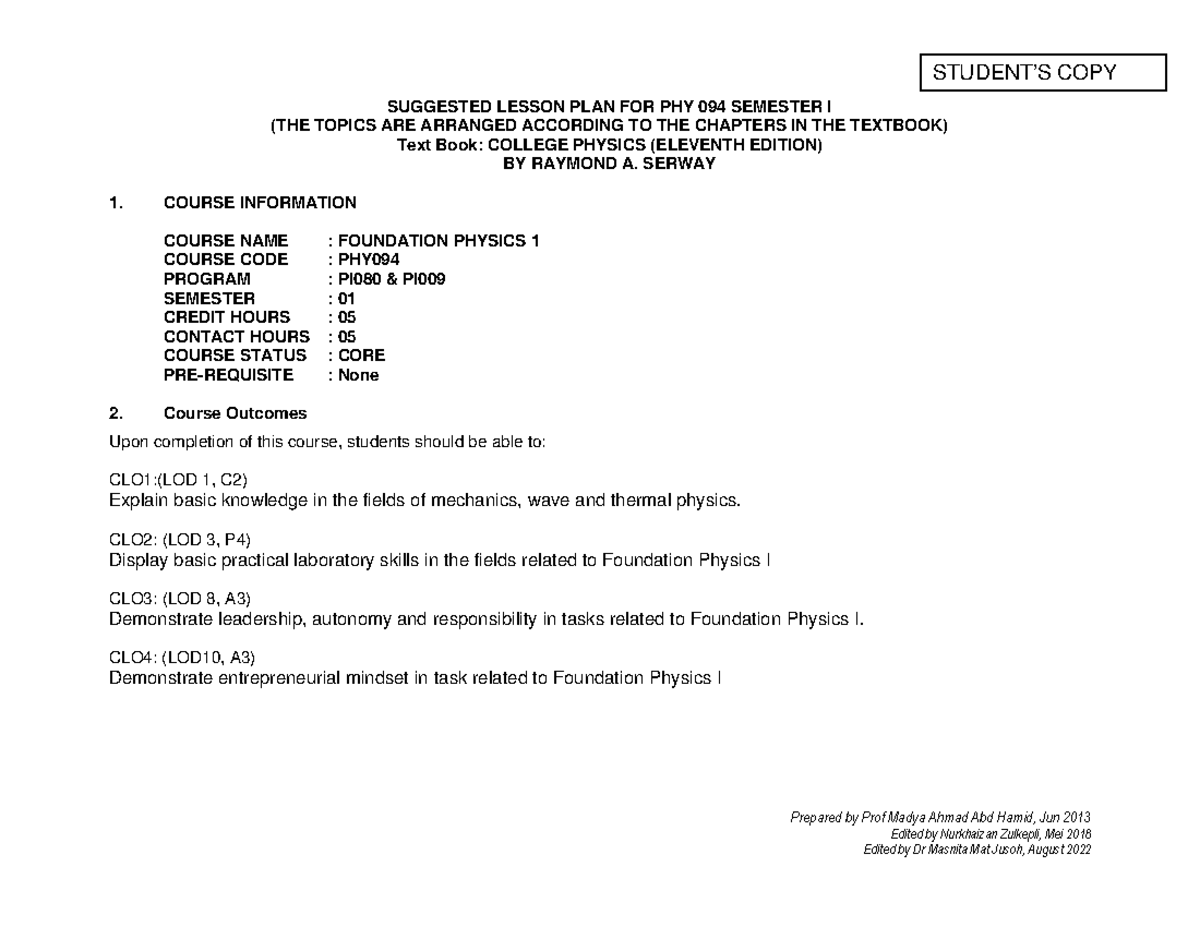 Lesson plan - test - Prepared by Prof Madya Ahmad Abd Hamid, Jun 2013 ...