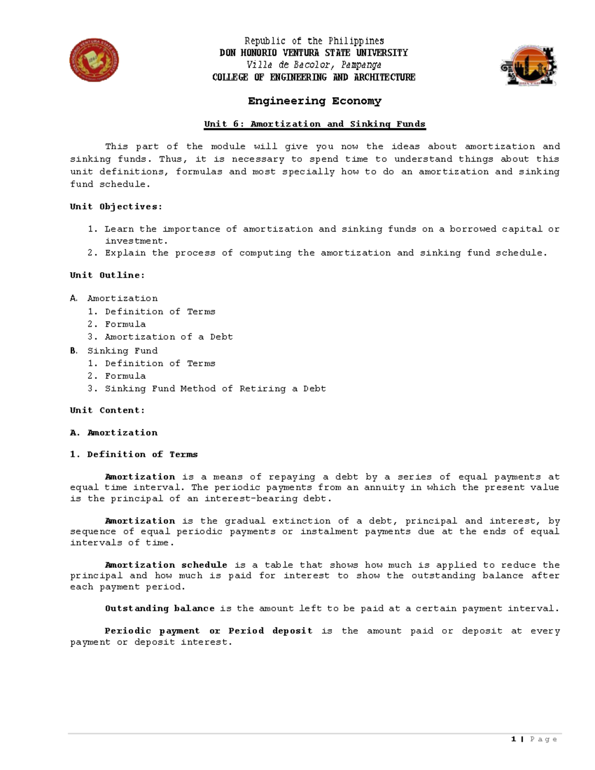 MOD 6 - engecon - Republic of the Philippines DON HONORIO VENTURA STATE ...