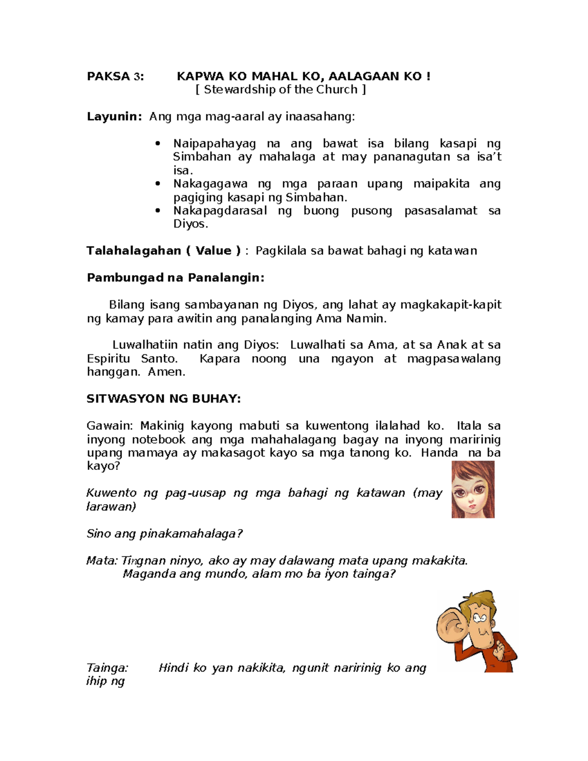 Paksa 3 Kapwa KO Mahal KO Aalagaan KO - PAKSA 3 : KAPWA KO MAHAL KO, AALAGAAN KO! [ Stewardship ...