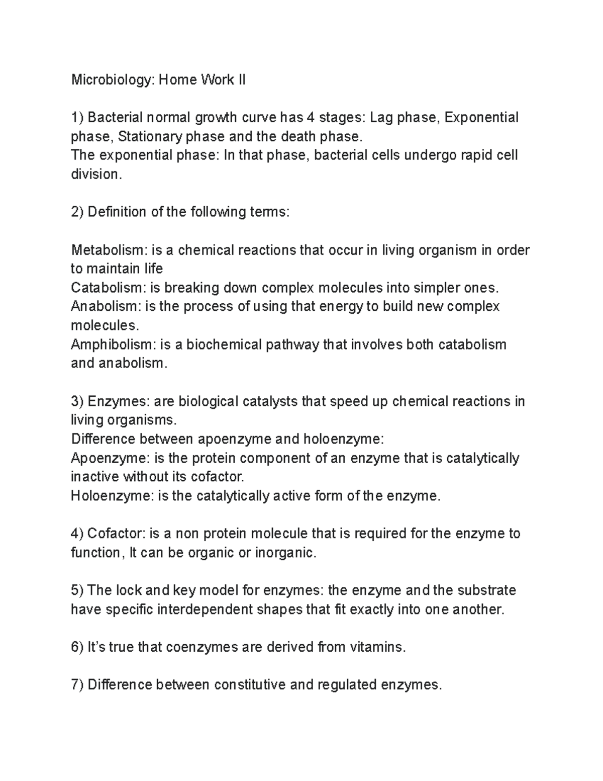 Microbiology Home Work II - Microbiology: Home Work II Bacterial normal ...