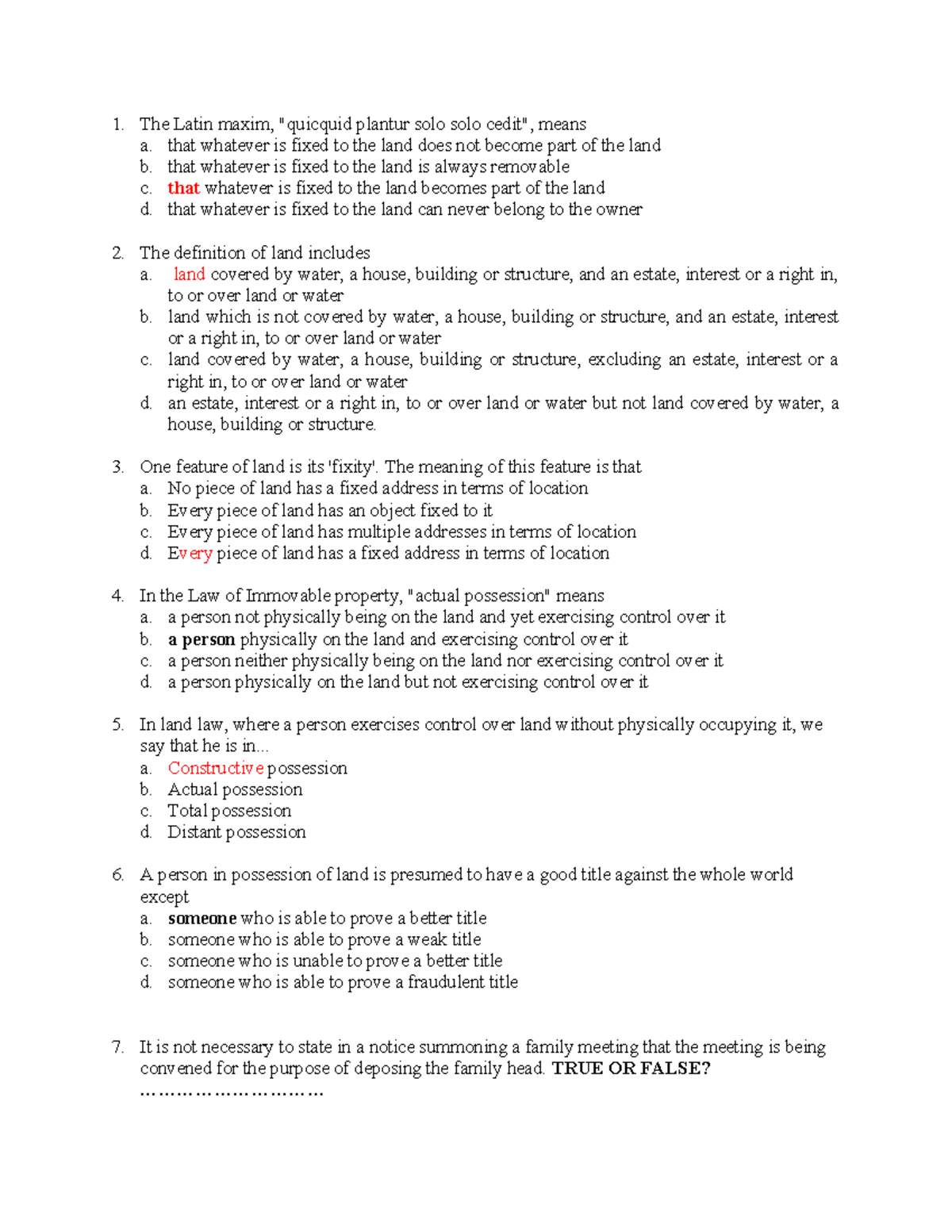 Immovable IA Questions , Third - The Latin maxim, "quicquid plantur ...