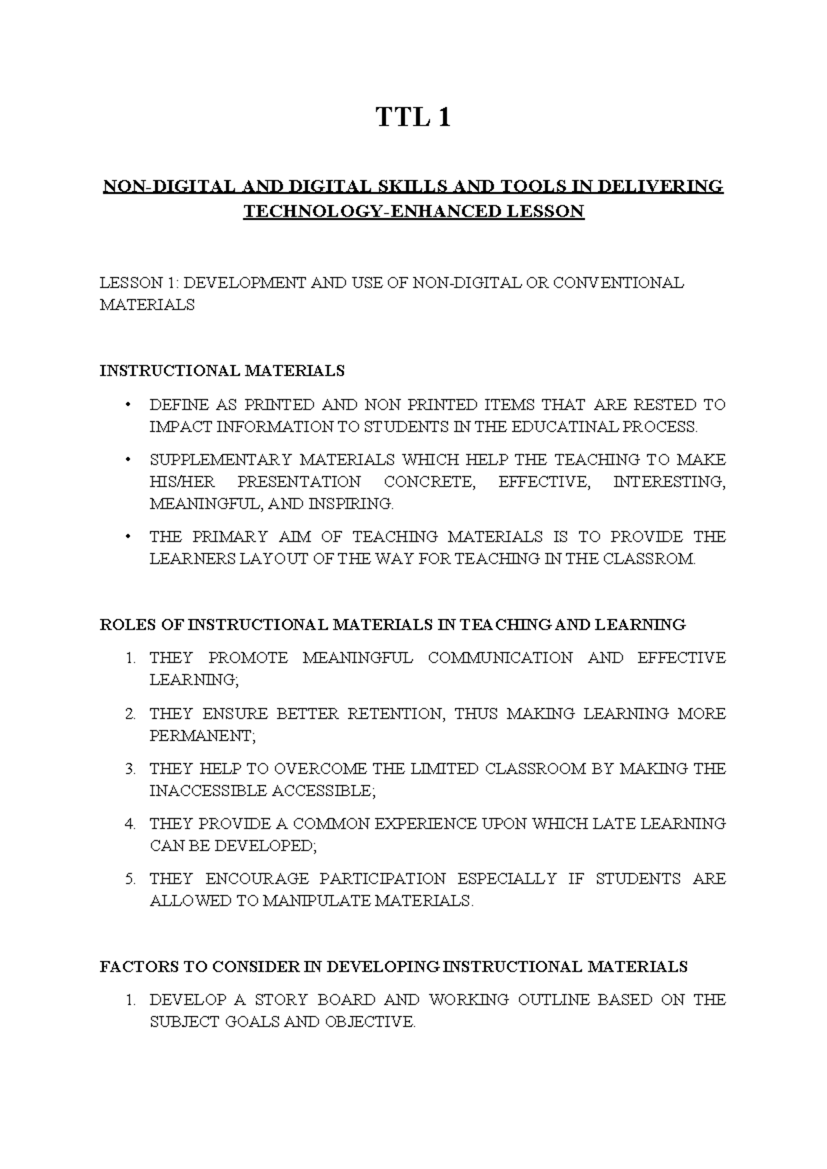 Flexible-Learning-Environment-TOR - TTL 1 NON-DIGITAL AND DIGITAL SKILLS AND TOOLS IN DELIVERING ...