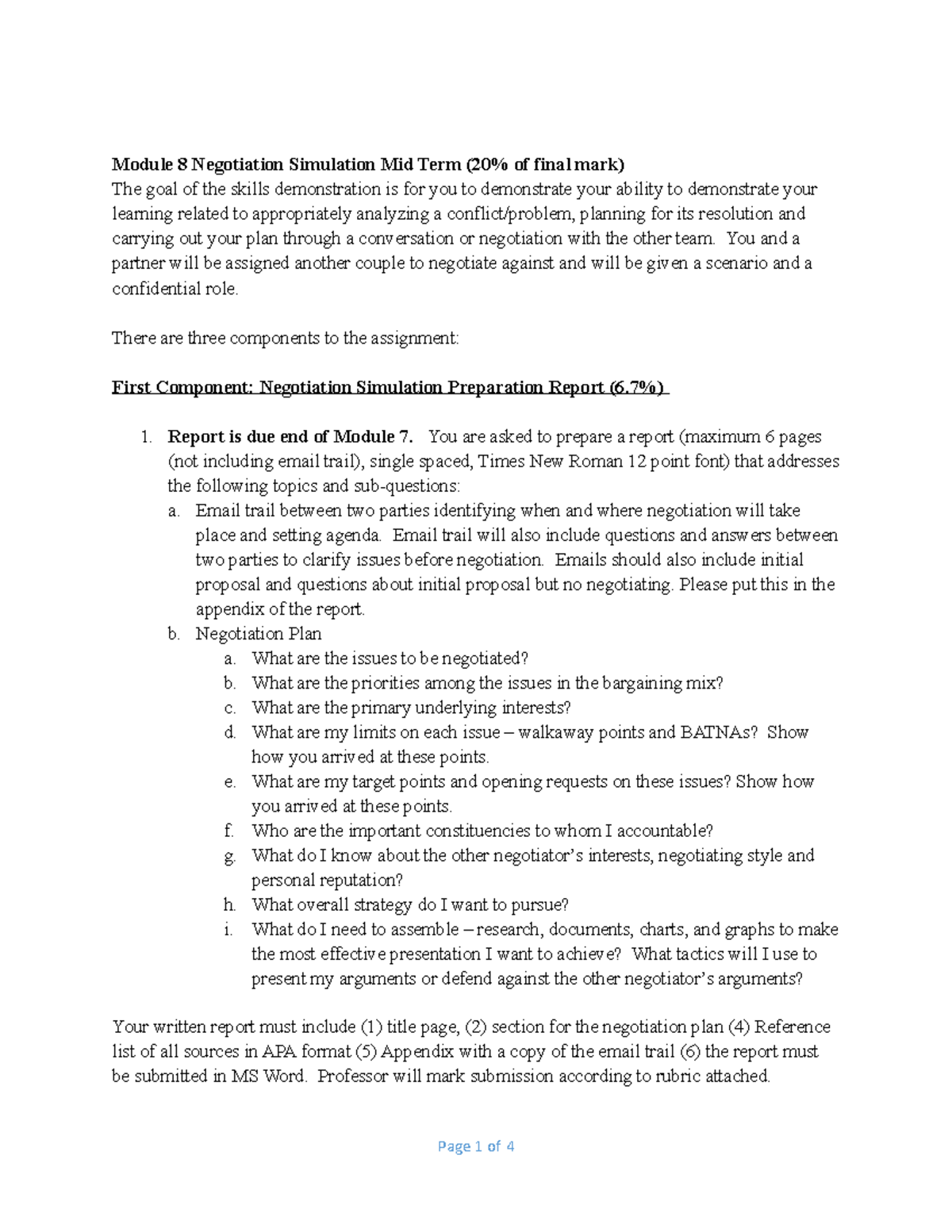 Module 8 Negotation Simulation Online - Module 8 Negotiation Simulation ...