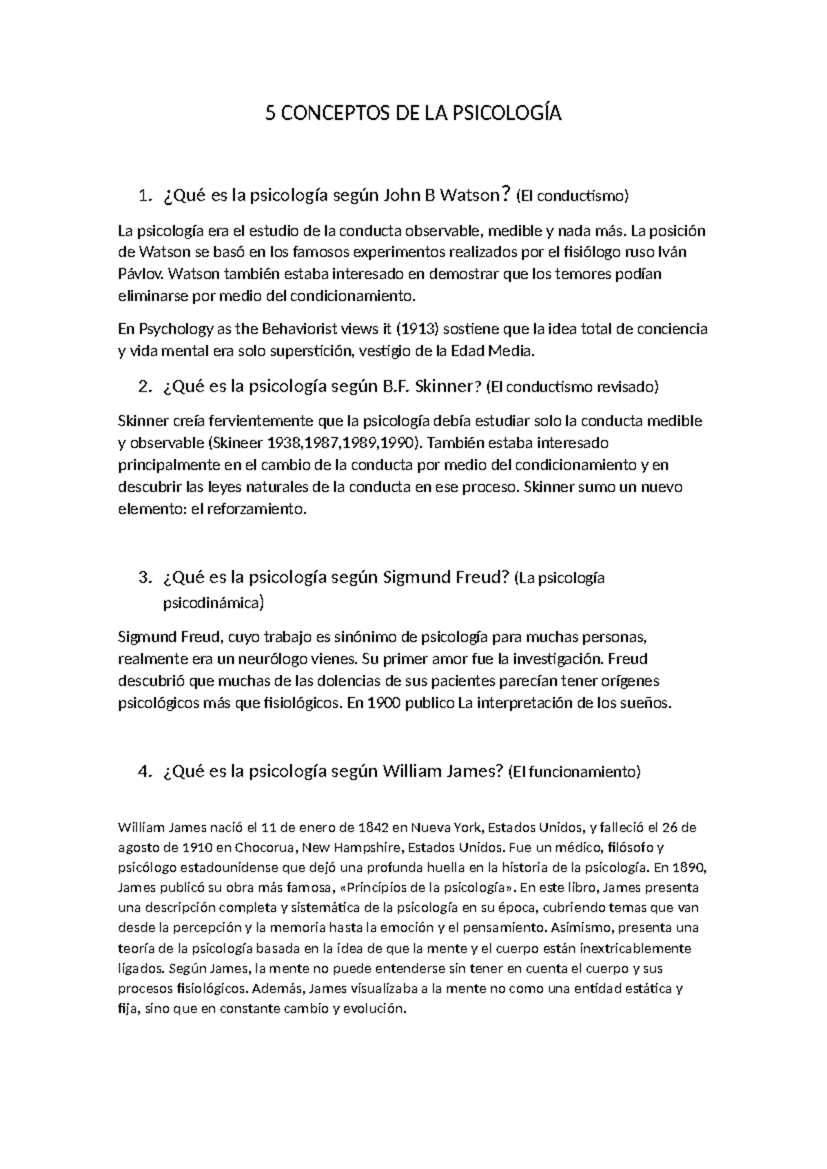 5 Conceptos DE LA Psicología - 5 CONCEPTOS DE LA PSICOLOGÍA 1. ¿Qué es ...
