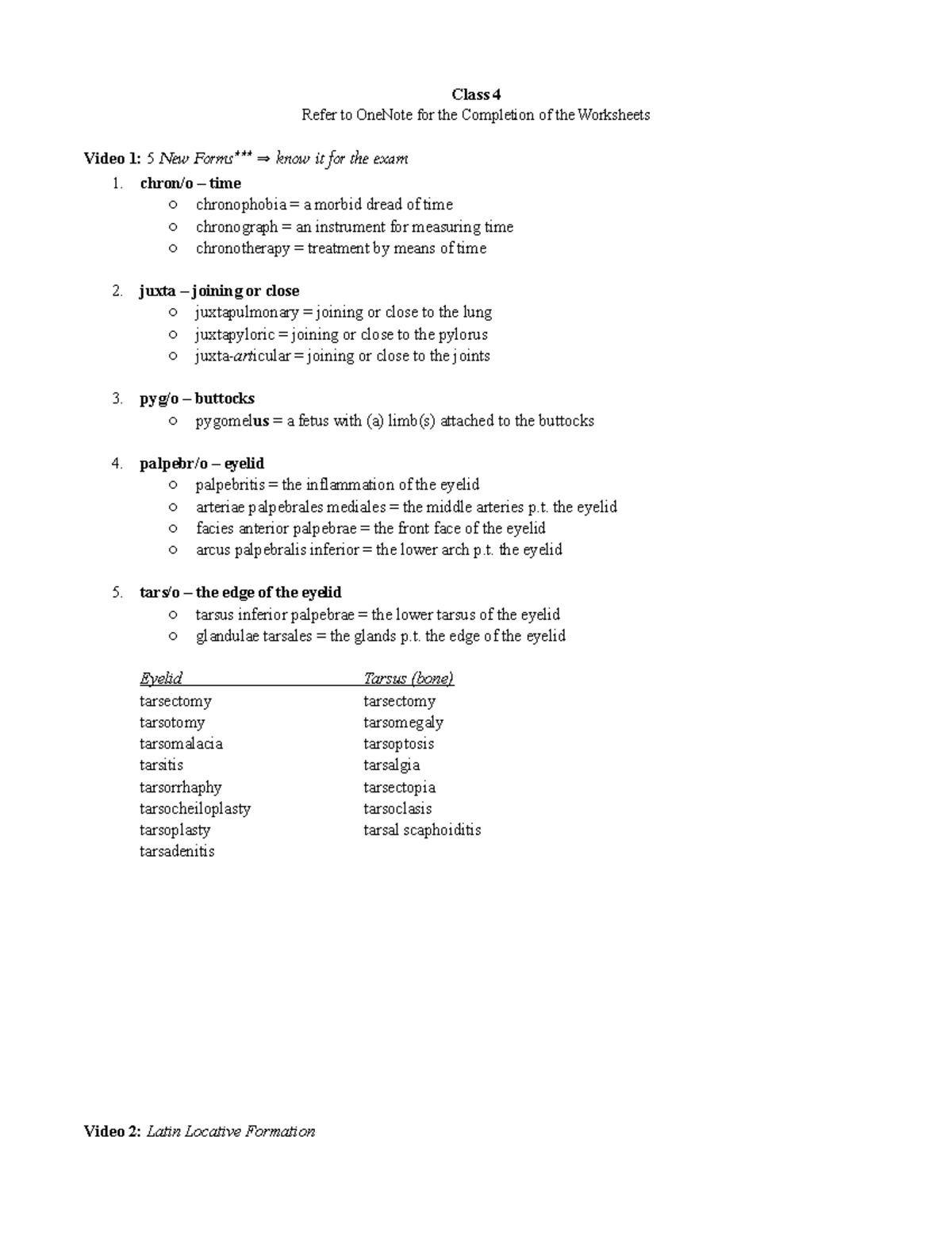 Class 4 - Notes - Class 4 Refer to OneNote for the Completion of the ...