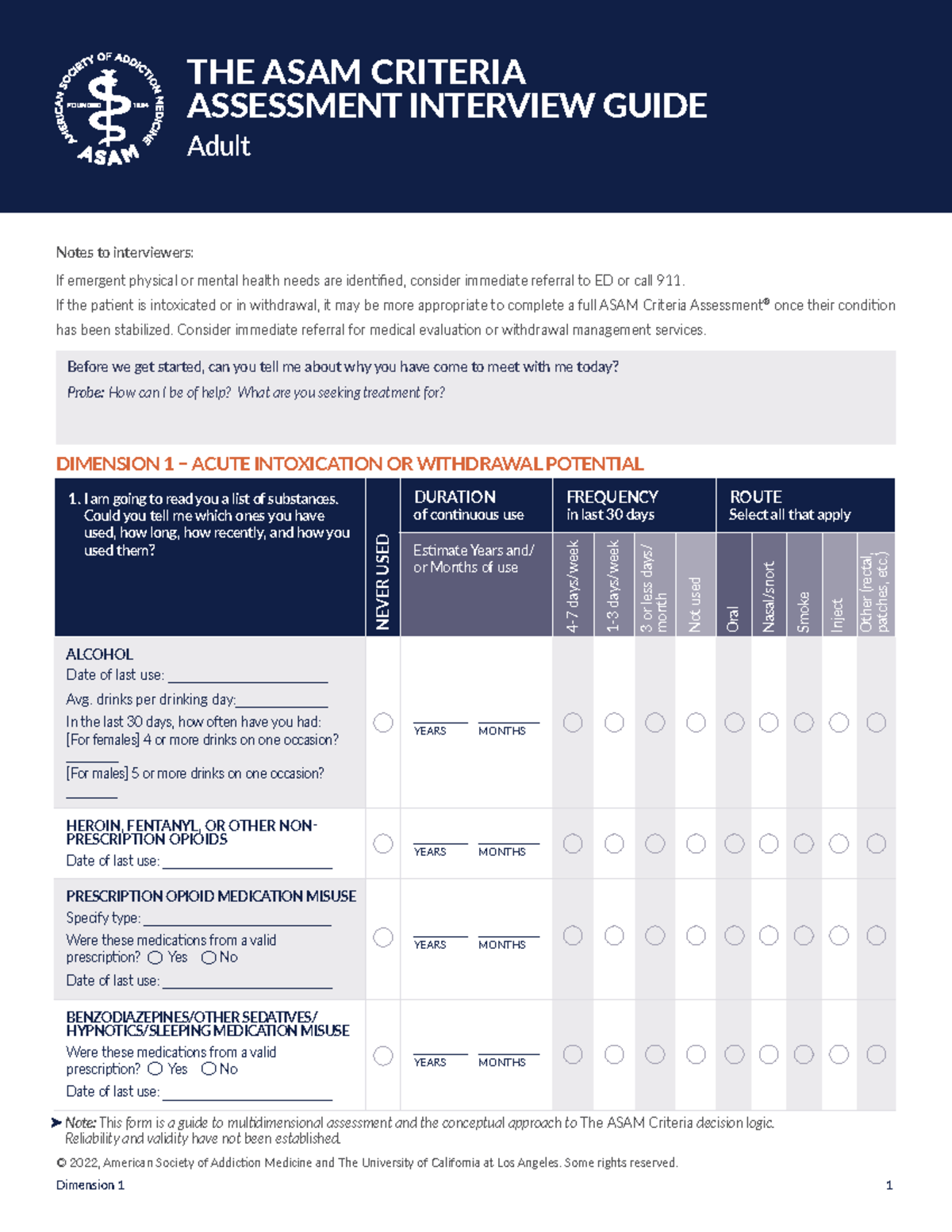 021122 asam paper criteria - Dimension 1 1 THE ASAM CRITERIA ASSESSMENT ...