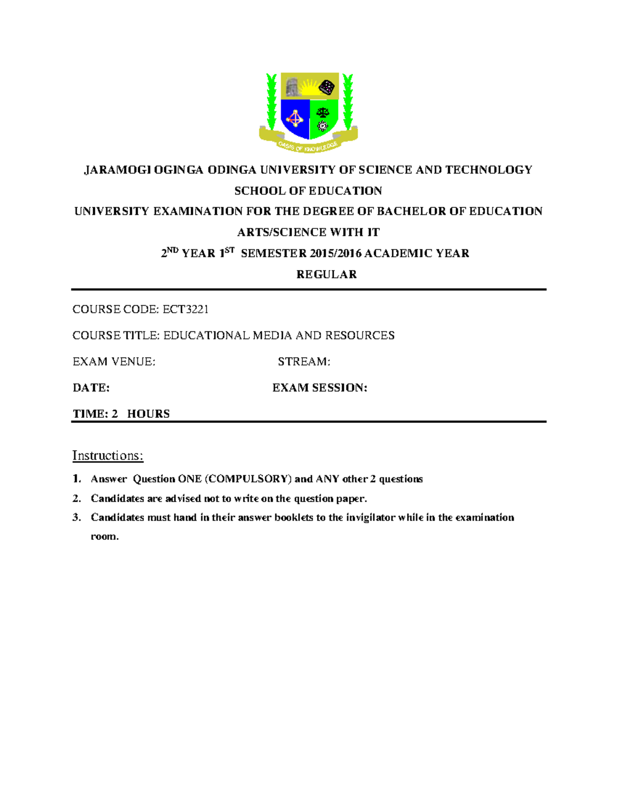 Educational Media AND Resources - JARAMOGI OGINGA ODINGA UNIVERSITY OF ...