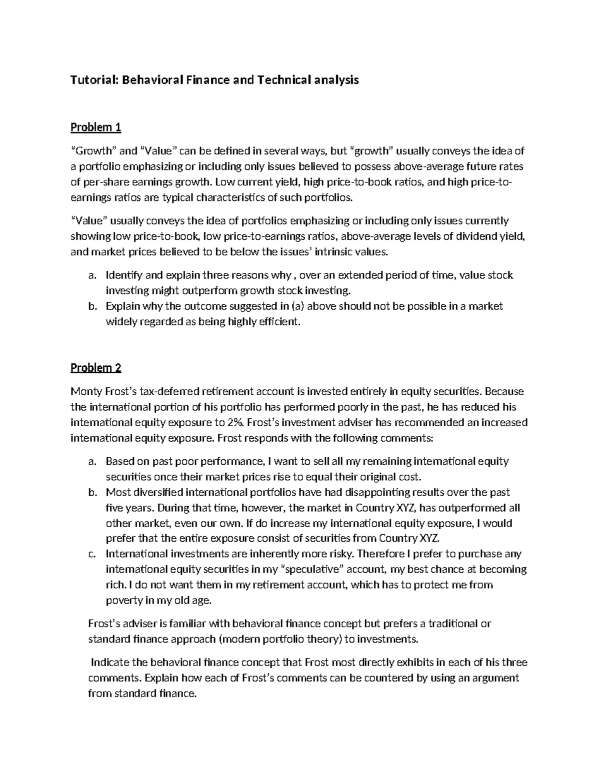 Tutorial Behavioral Finance and Technical analysis - Low current yield ...