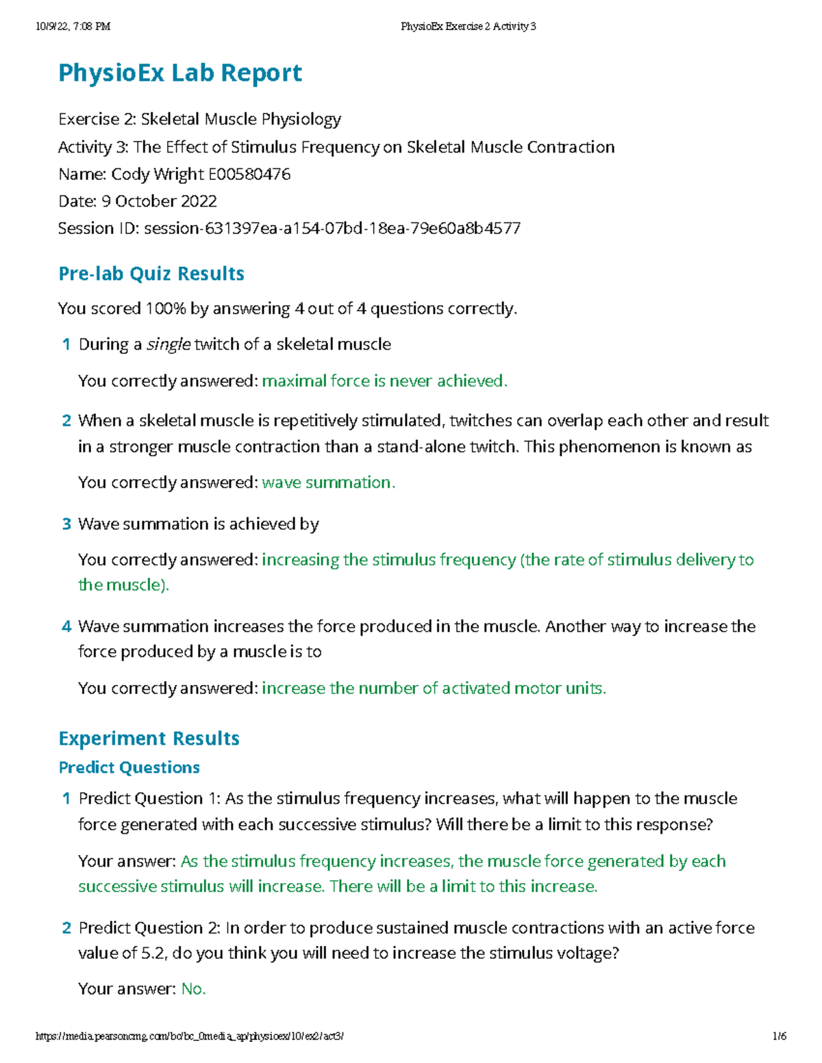 Physio Ex Exercise 2 Activity 3 - PhysioEx Lab Report Exercise 2 ...