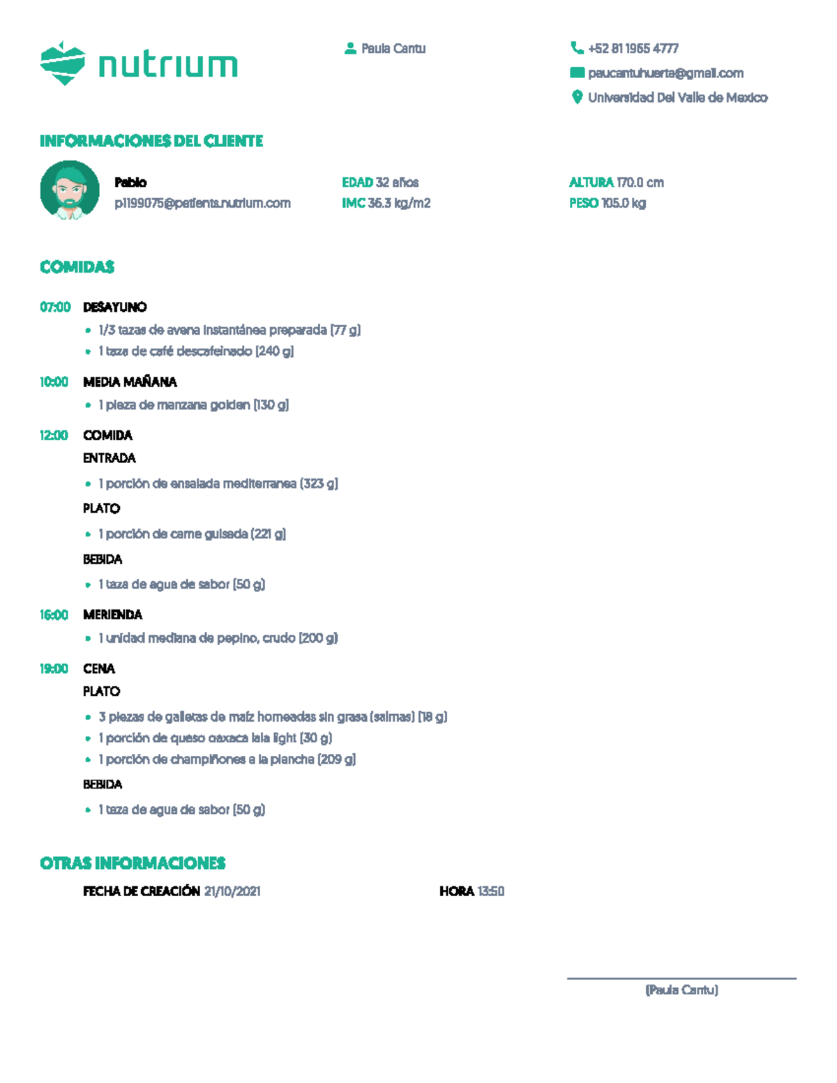 Caso clinico app nutrium - Tóxicologia de los alimentos - UVM - Studocu