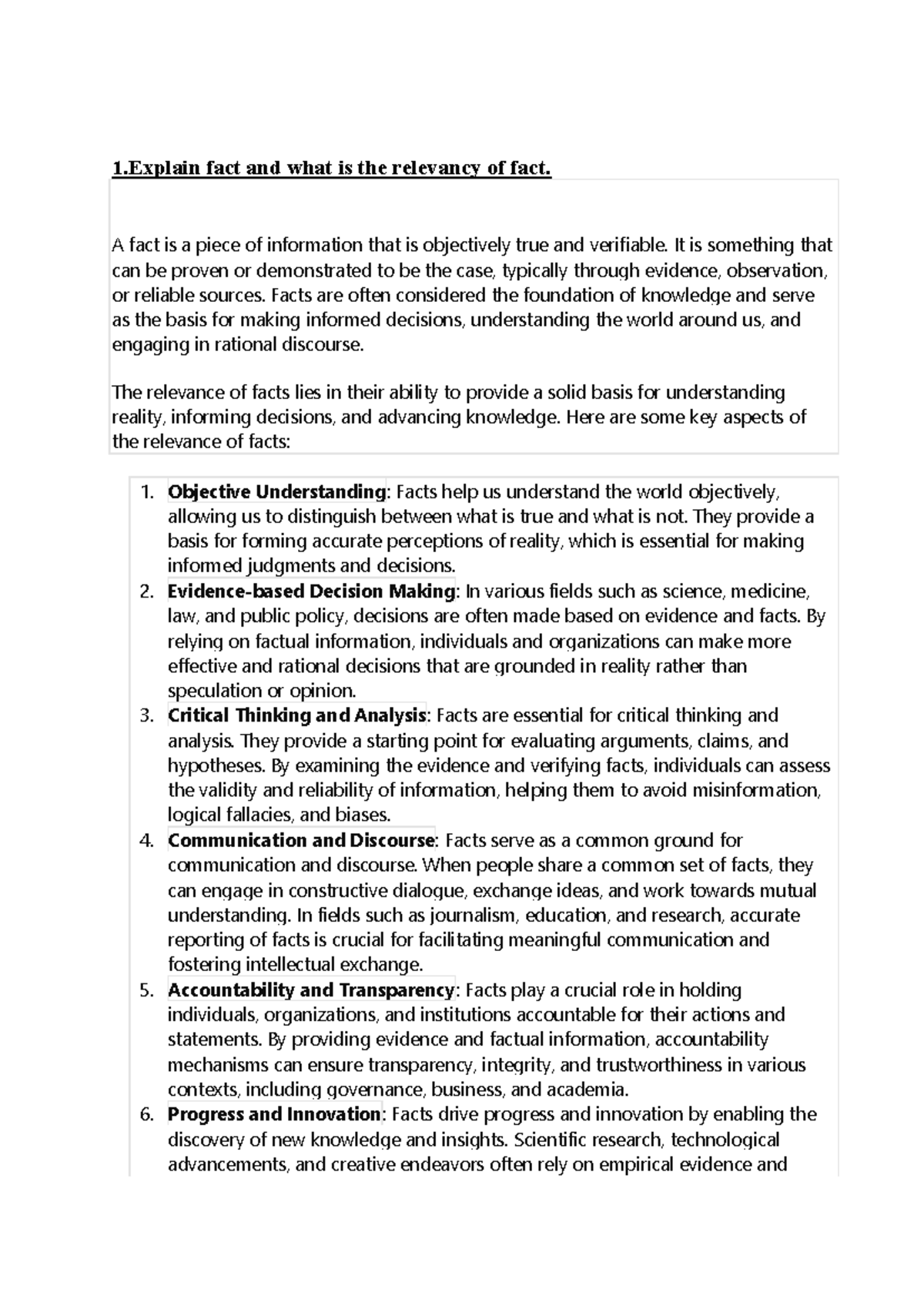 Law of evidence - Law - 1 fact and what is the relevancy of fact. A ...