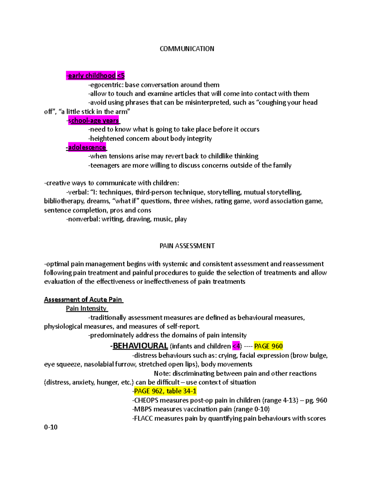 Midterm Notes from Textbook (very detailed) - COMMUNICATION early childhood