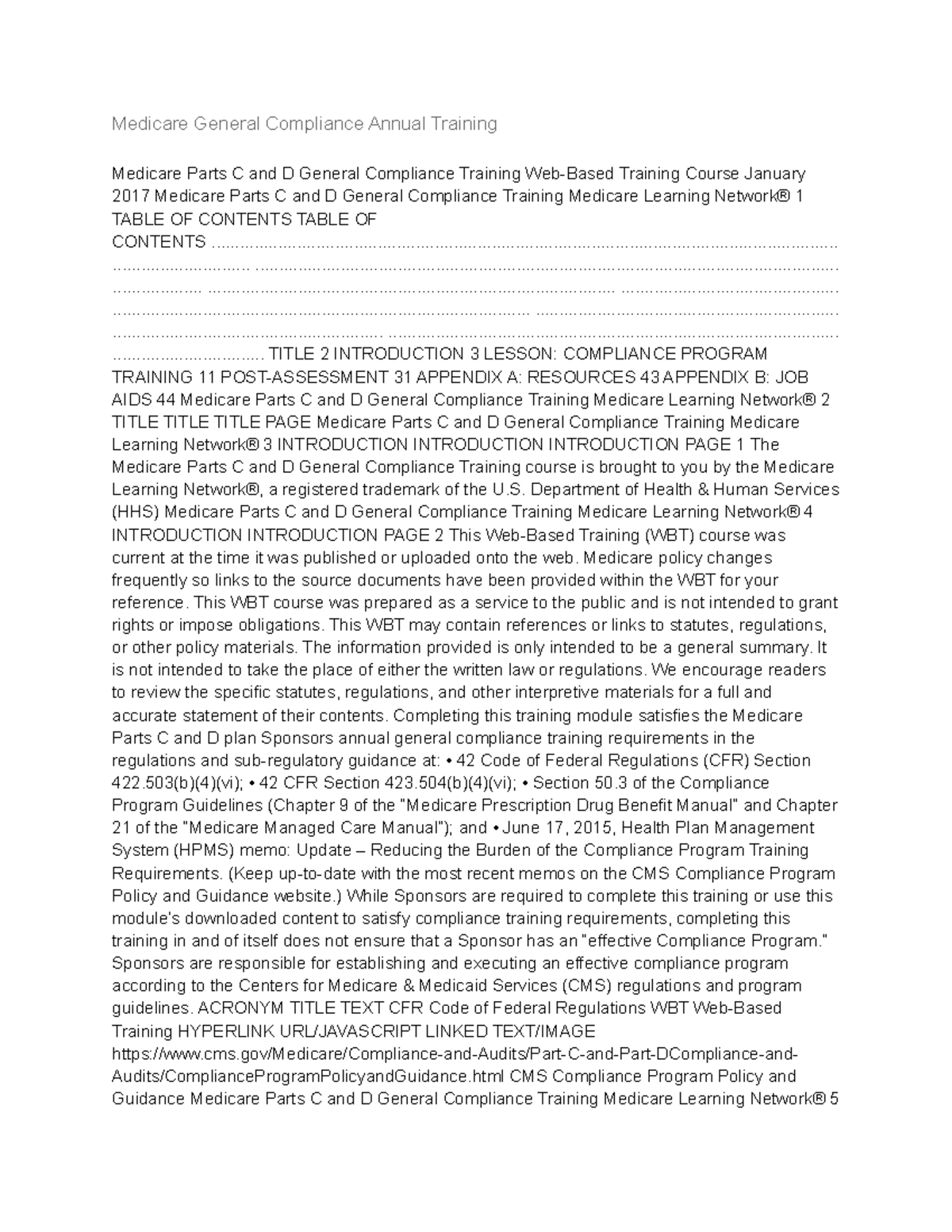 Medicare General Compliance Annual Training - - Studocu