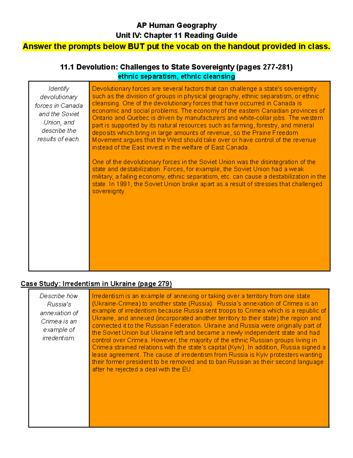 Hayden Negrillo-Lopez - Chapter 11 Reading Guide 2023 - AP Human ...