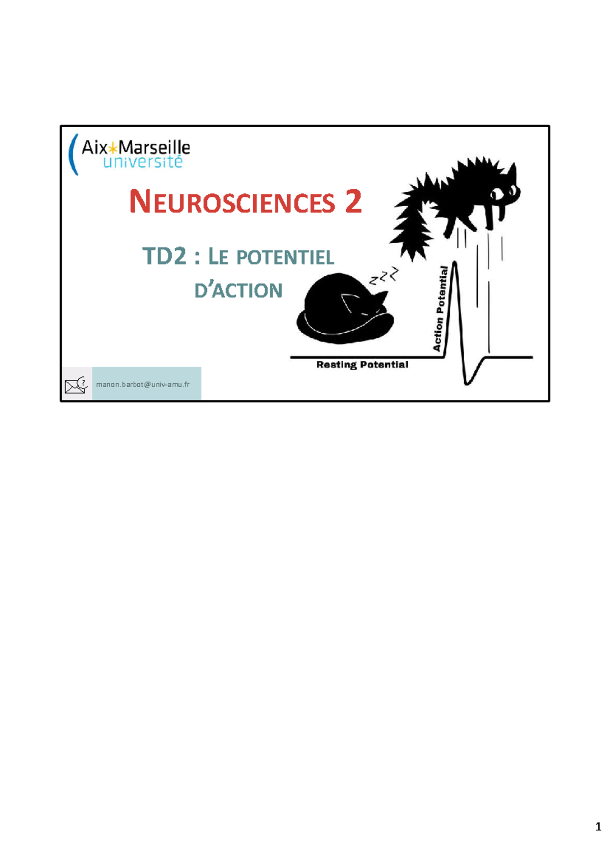 TD2 de neurosciences - NEUROSCIENCES 2 TD2 : LE POTENTIEL D’ACTION ...