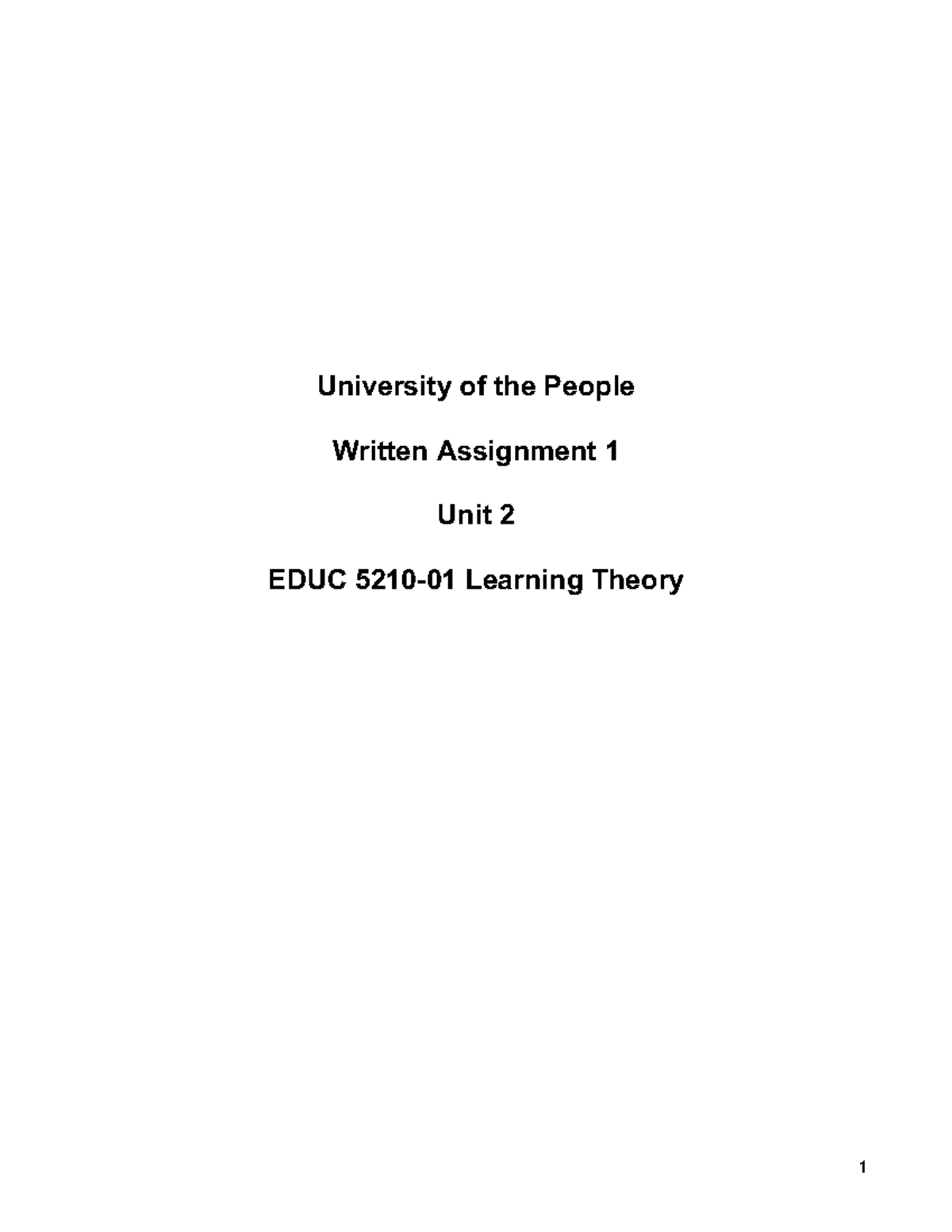 Unit 2 Written Assignment response - University of the People Written ...