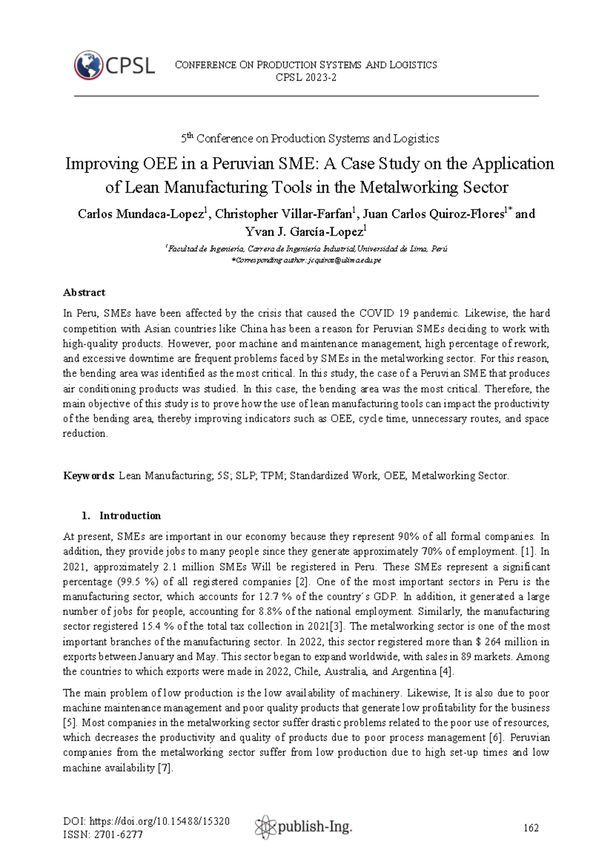 Mundaca-Lopez 2023 CPSL-Improving OEE in a Peruvian SME A Case Study on ...