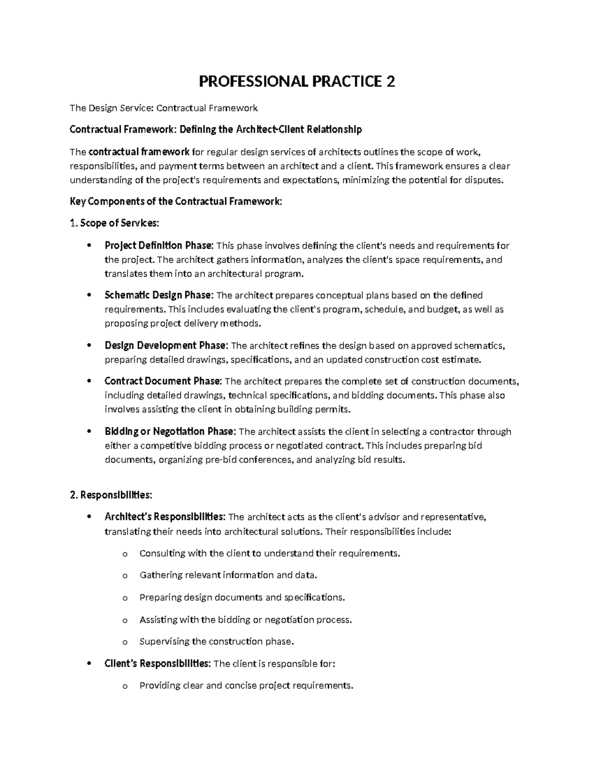 Professional Practice 2 - PROFESSIONAL PRACTICE 2 The Design Service ...