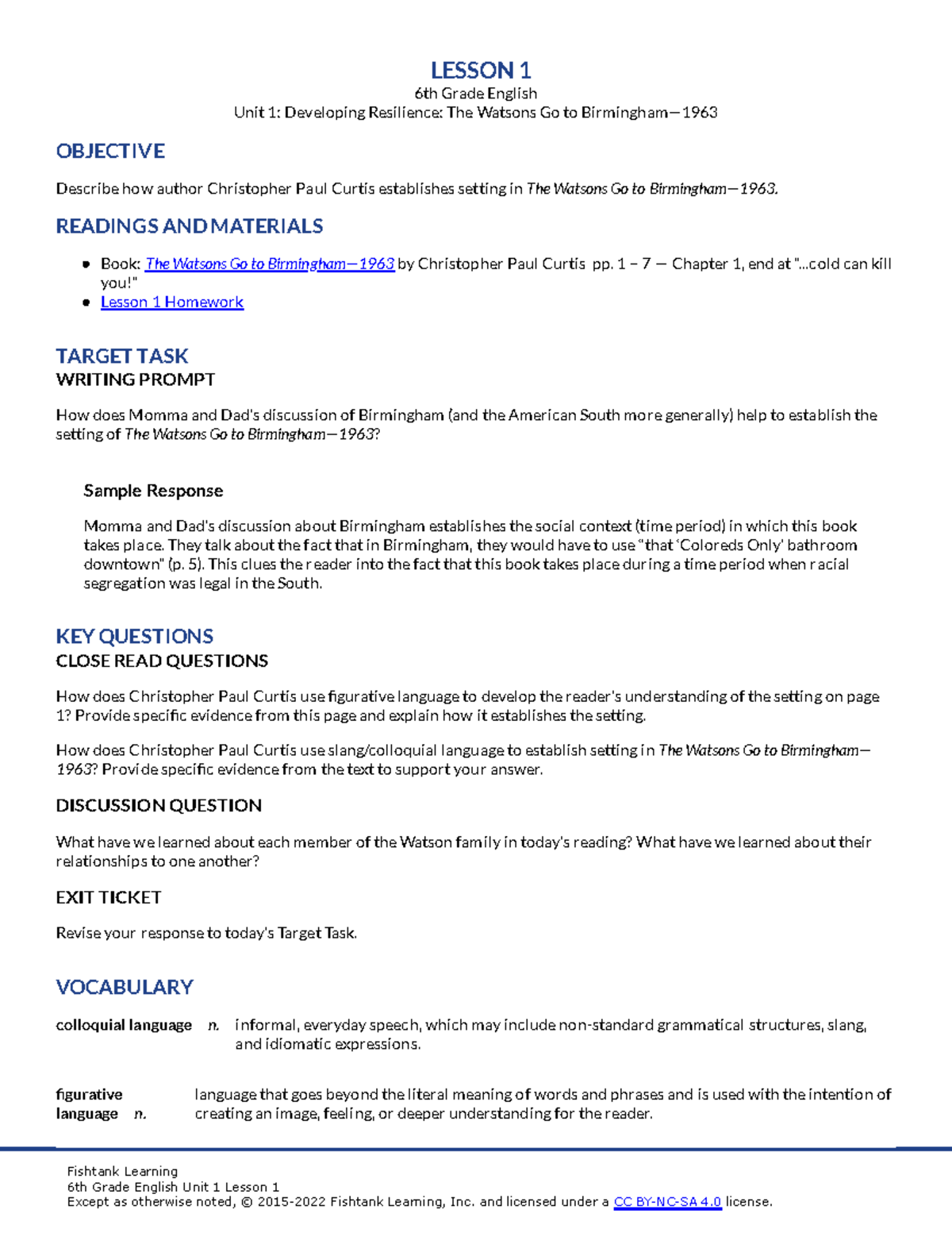 1 6th grade unit 1 lessons - Fishtank Learning 6th Grade English Unit 1 ...