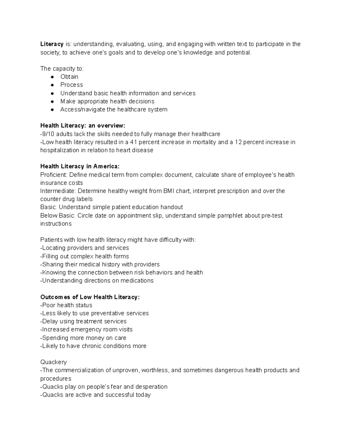 Health Literacy - Literacy is: understanding, evaluating, using, and ...