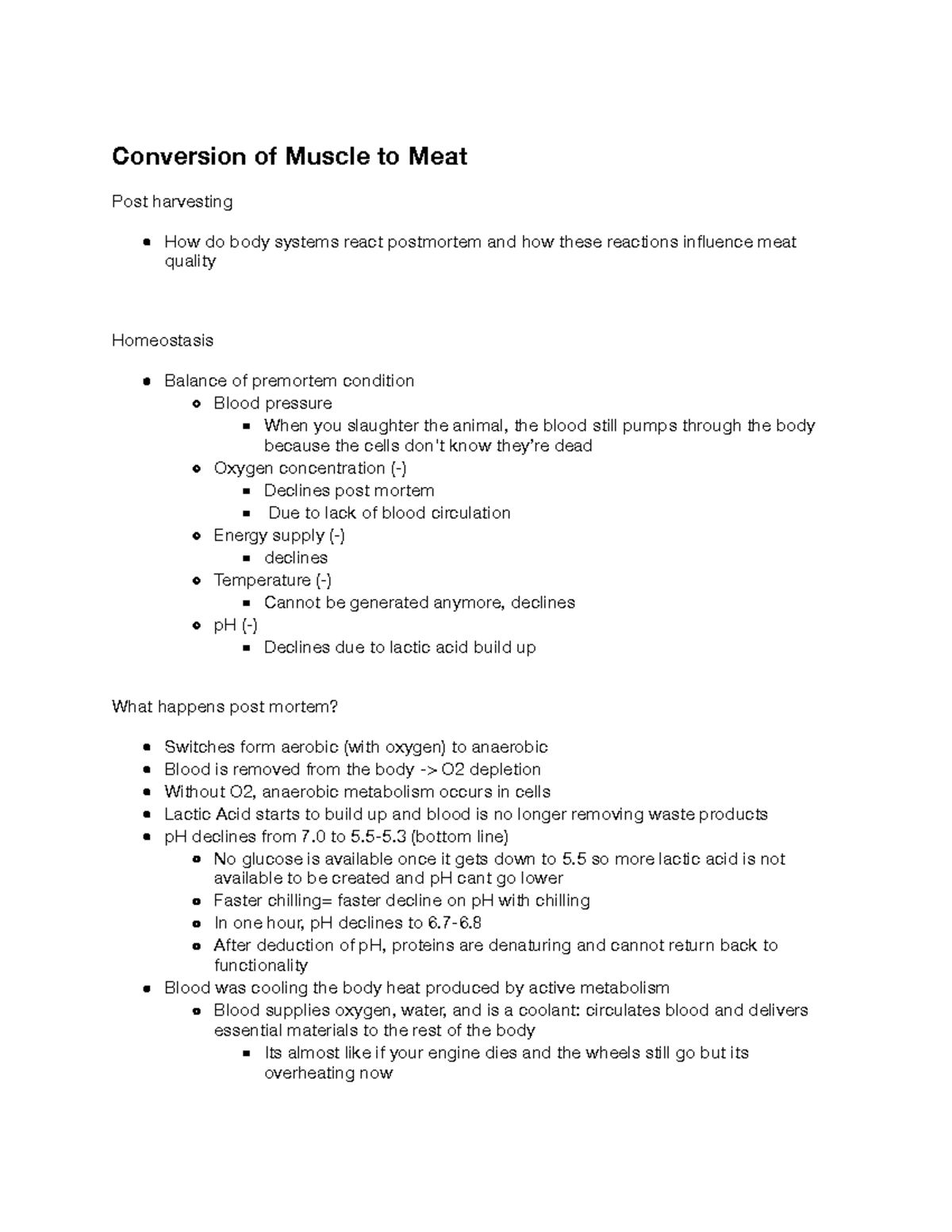 Conversion of Muscle to Meat - 5-5 (bottom line) No glucose is ...