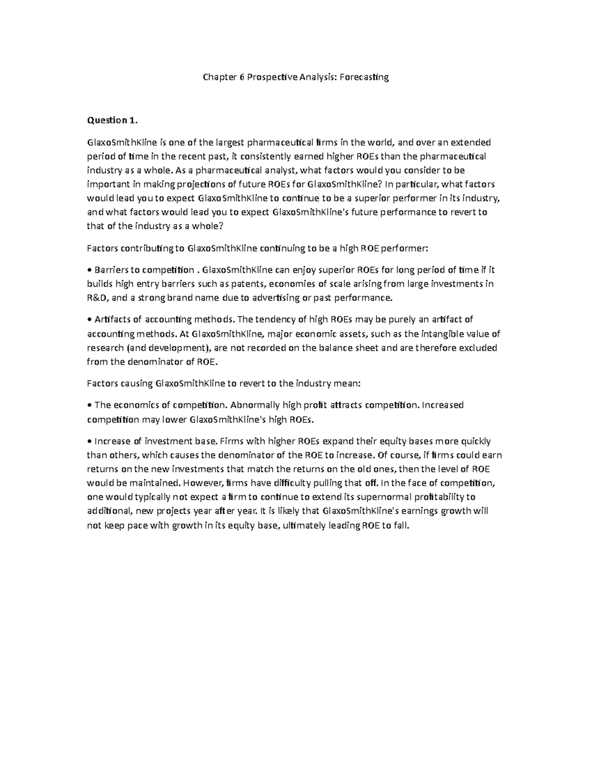 Chapter 6 Prospective Analysis Forecasting, Q1 - Chapter 6 Prospective ...