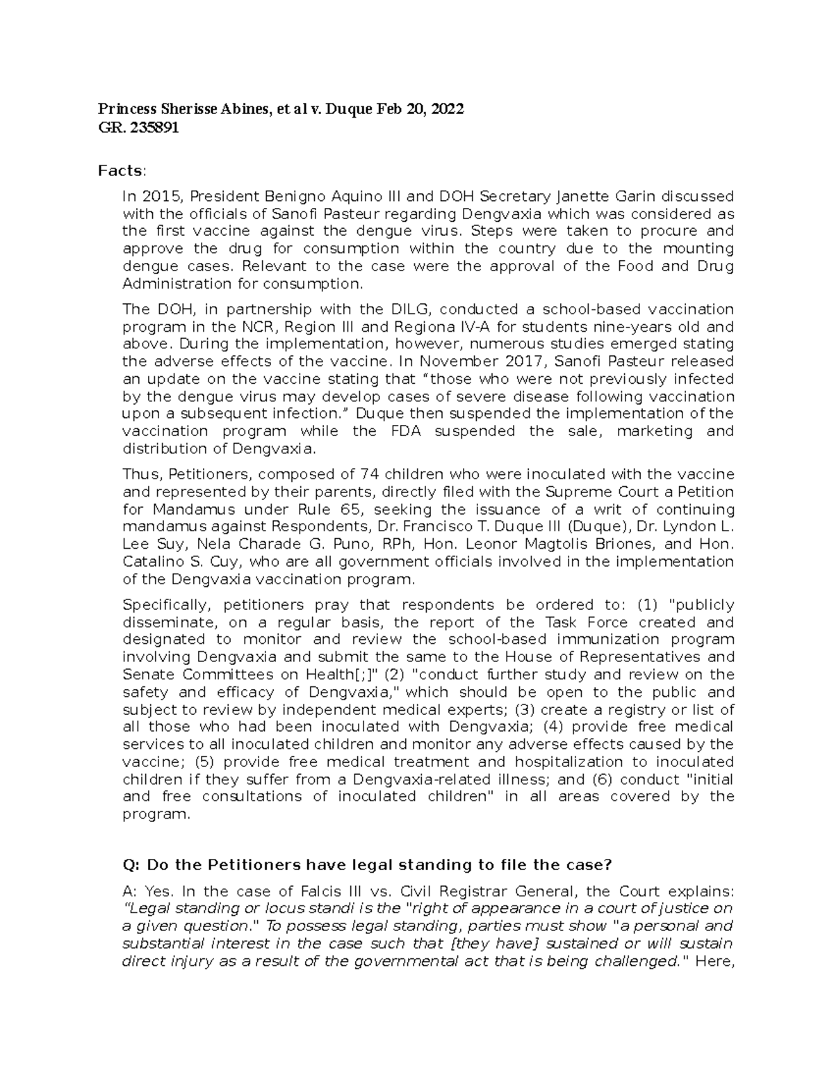 Princess Sherisse Abines v. Duque Feb 20, 2022 Digest - Princess ...
