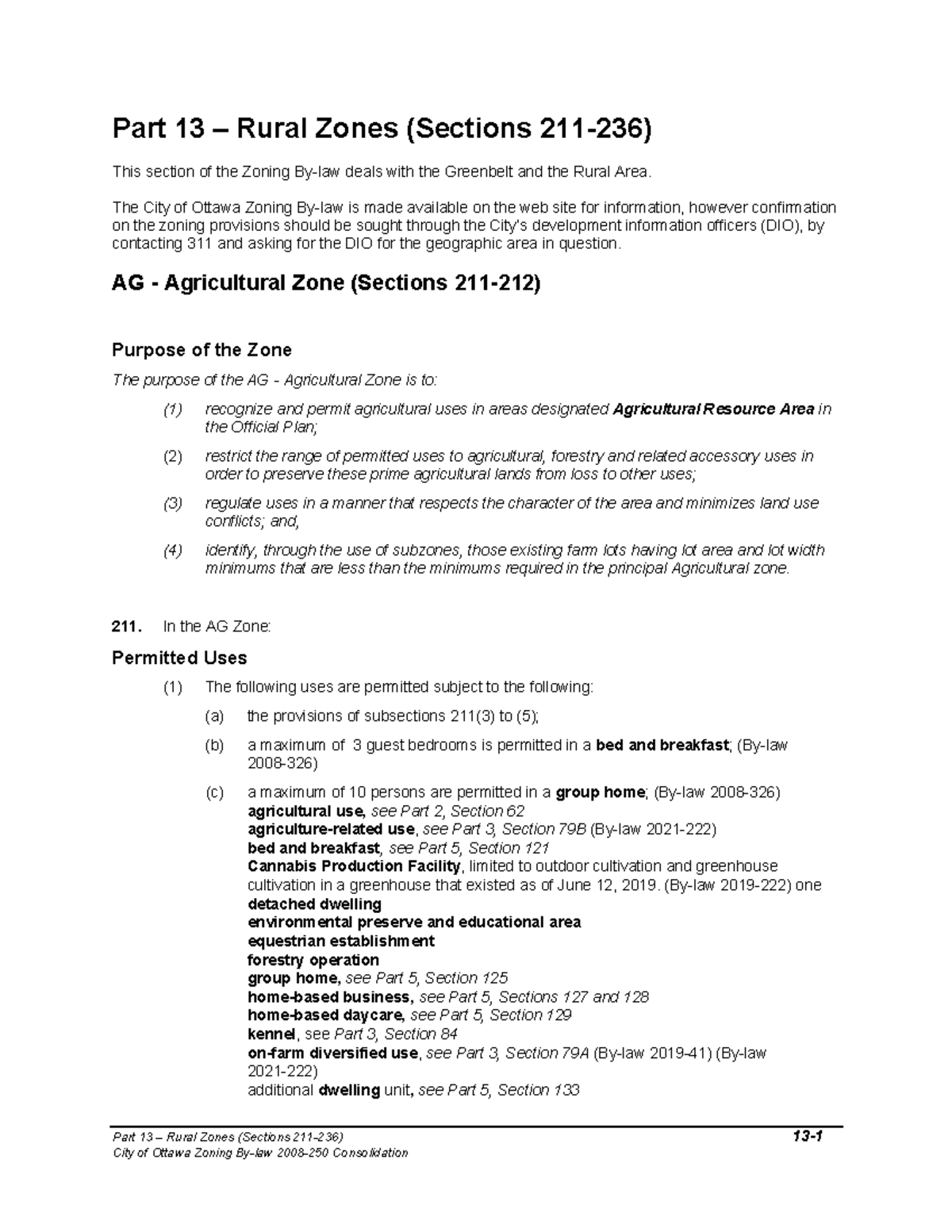 Zoning bylaw part13 en - Part 13 – Rural Zones (Sections 211- 2 36) 13 ...