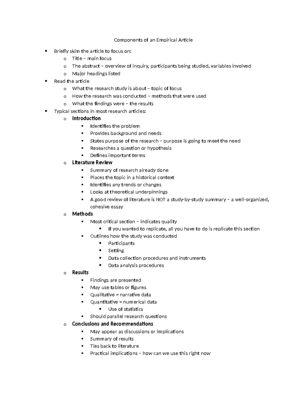 Components of an Empirical Article - Studocu