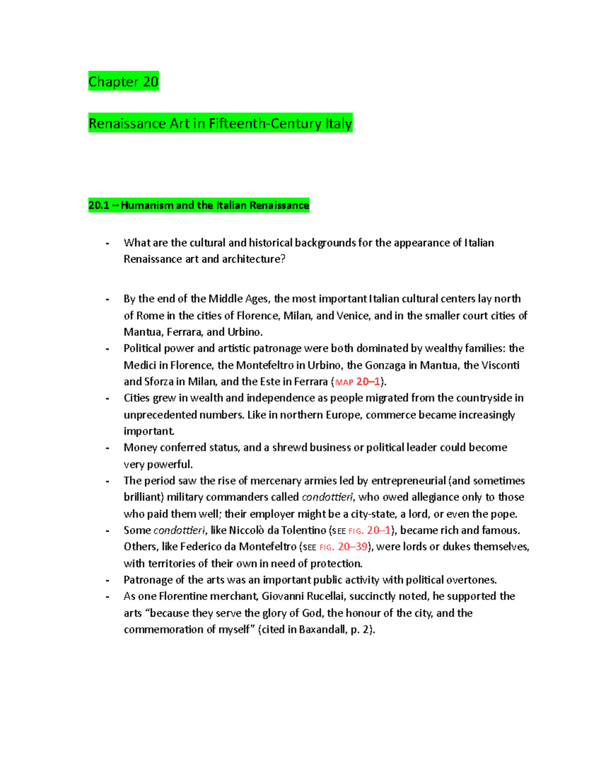 Chapter 20 Notes - Chapter 20 Renaissance Art in Fifteenth-Century ...