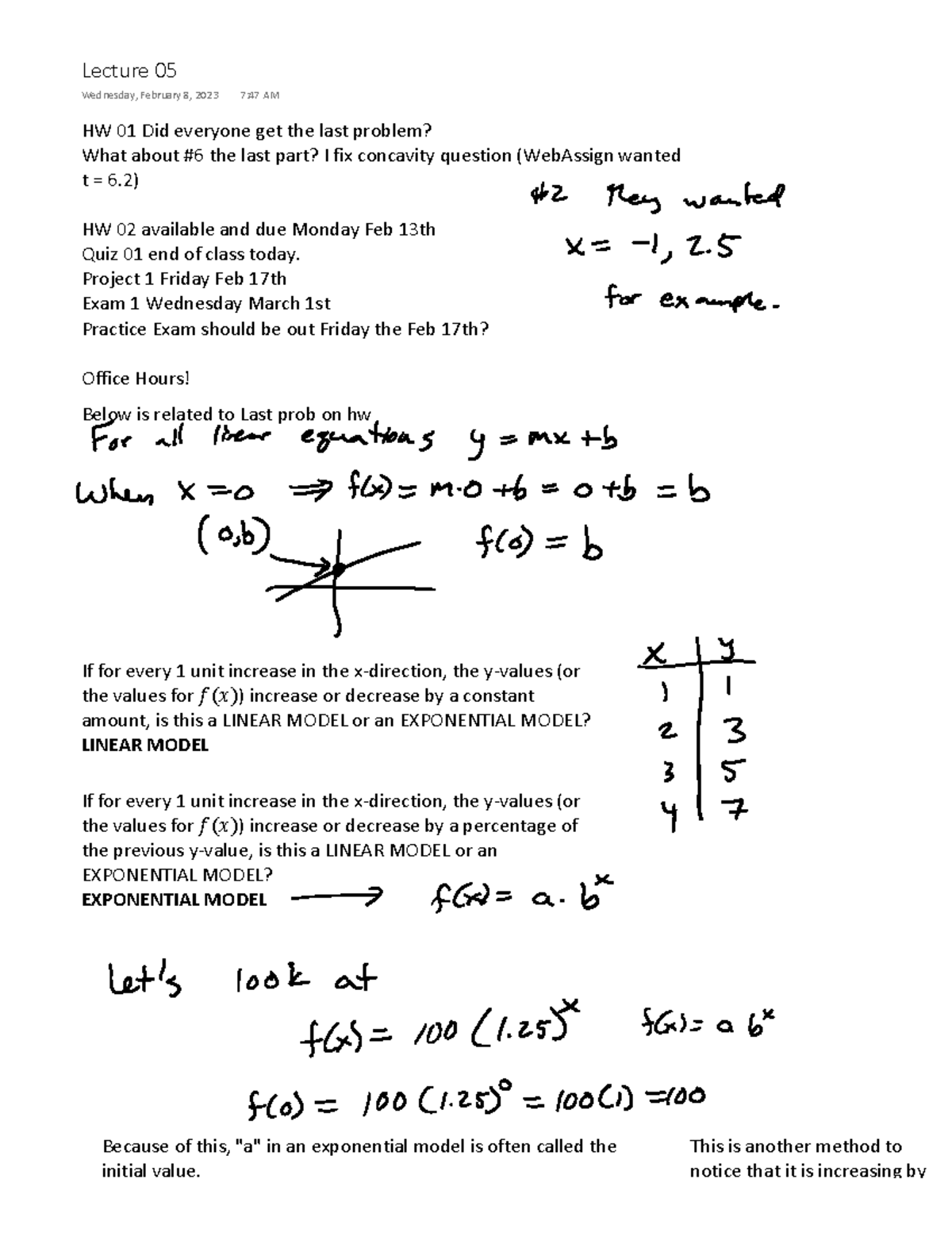 Lecture 05 - exponential functions and their equations as well as ...