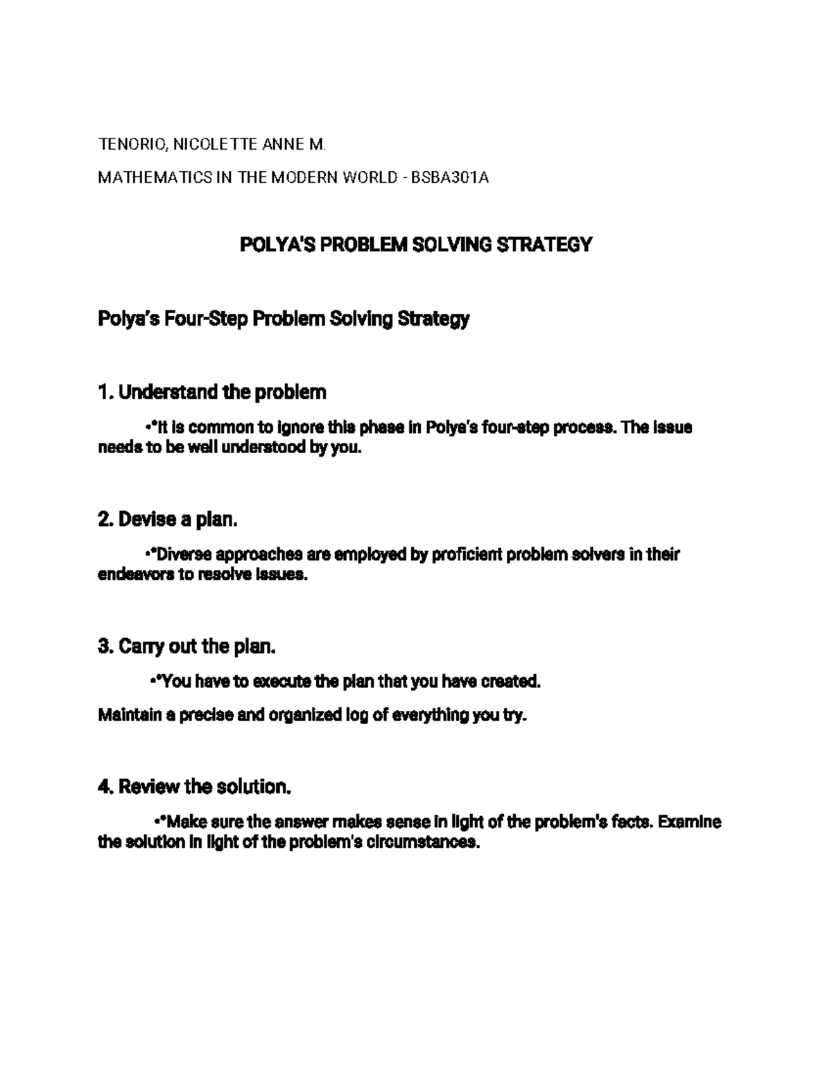 Polya - TENORIO, NICOLETTE ANNE M. MATHEMATICS IN THE MODERN WORLD ...