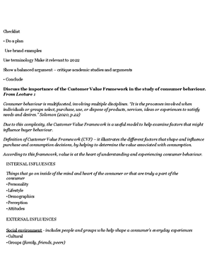 Consumer Value Framework - There are 5 aspects to the CVF which include ...