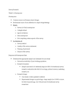 Week 9 - Chi Square Test of Indep. Lecture Notes - Survey Research Week ...