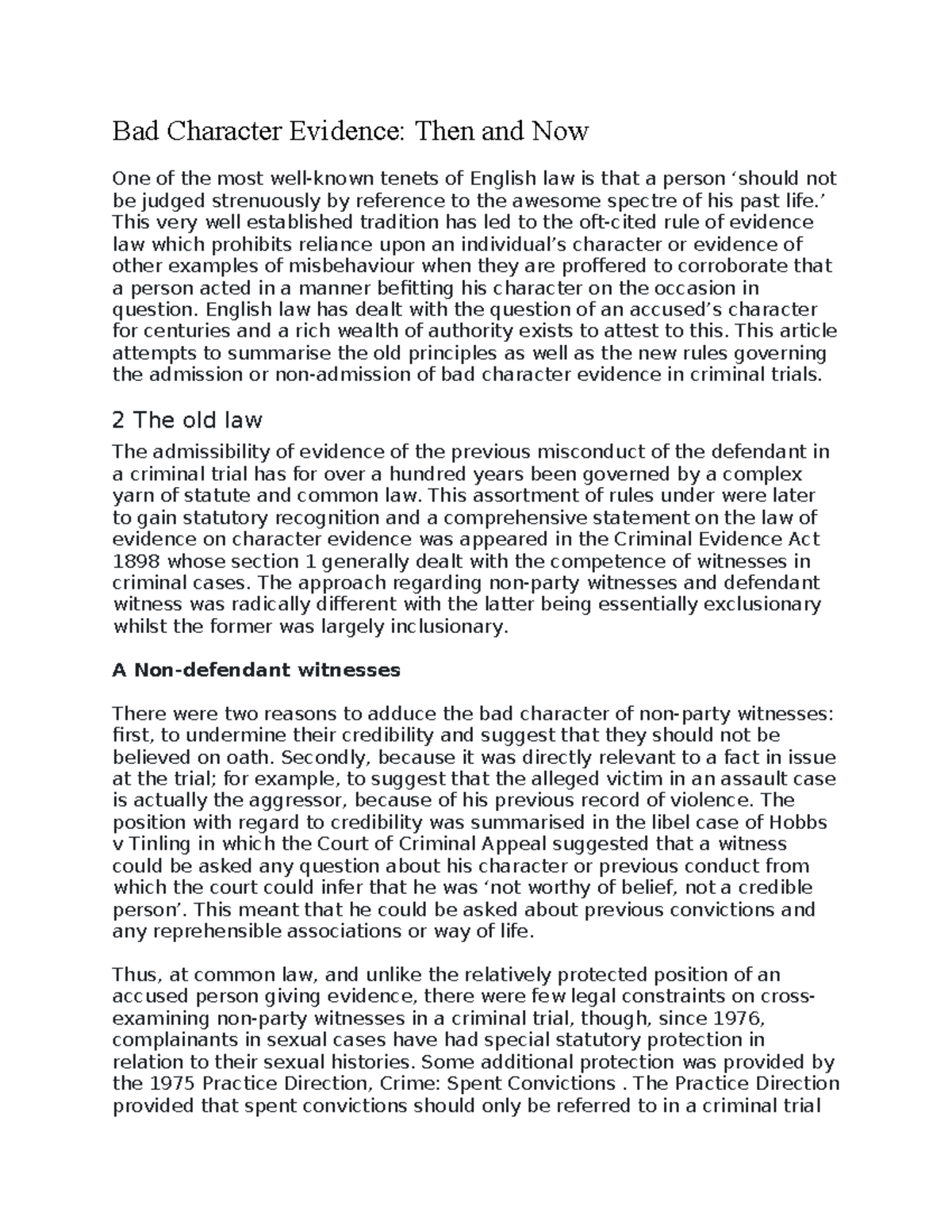 Bad Character Evidence now and then 11 may - Bad Character Evidence ...