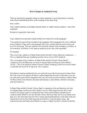 Analytical thesis - Tagged - Analytical Thesis Statements Adapted from ...