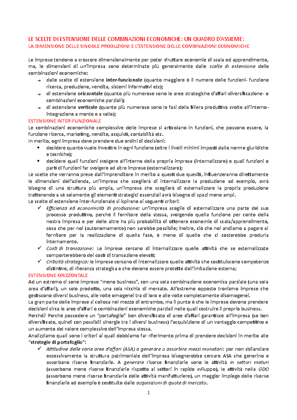 Capitolo 12- LE Scelte DI Estensione Verticale E Orizzontale - LE SCELTE DI ESTENSIONE DELLE ...