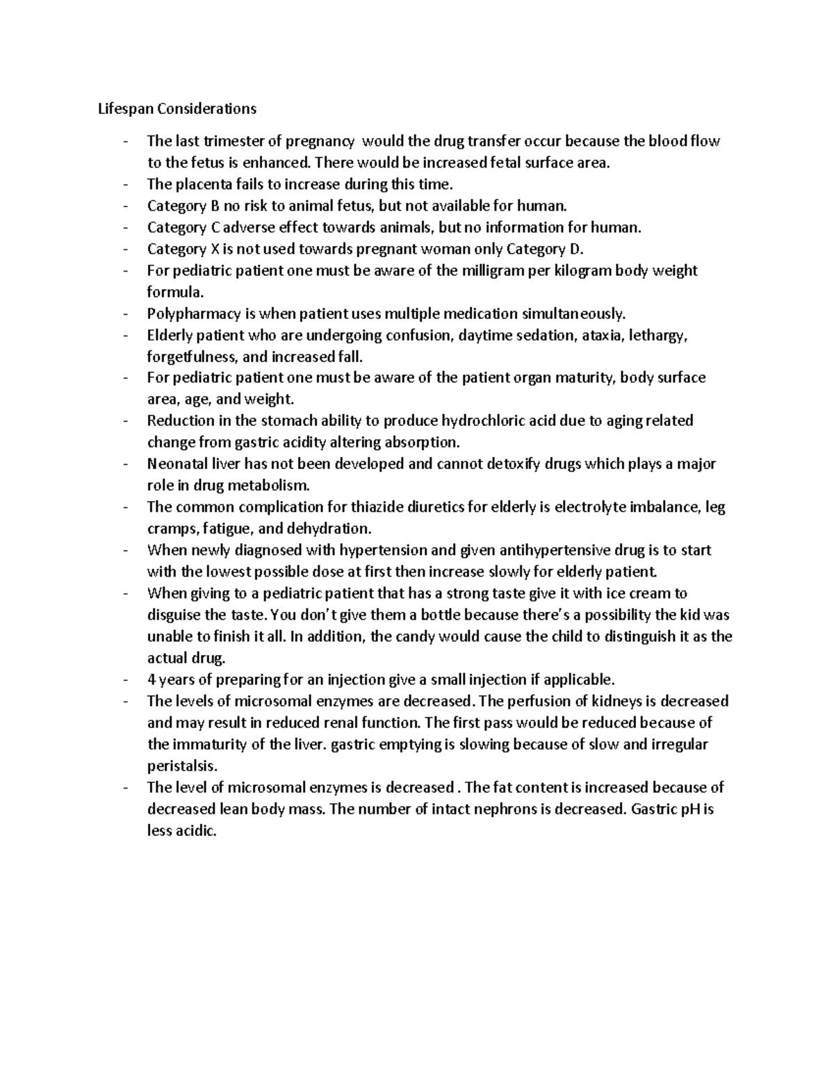 Lifespan Considerations - There would be increased fetal surface area ...