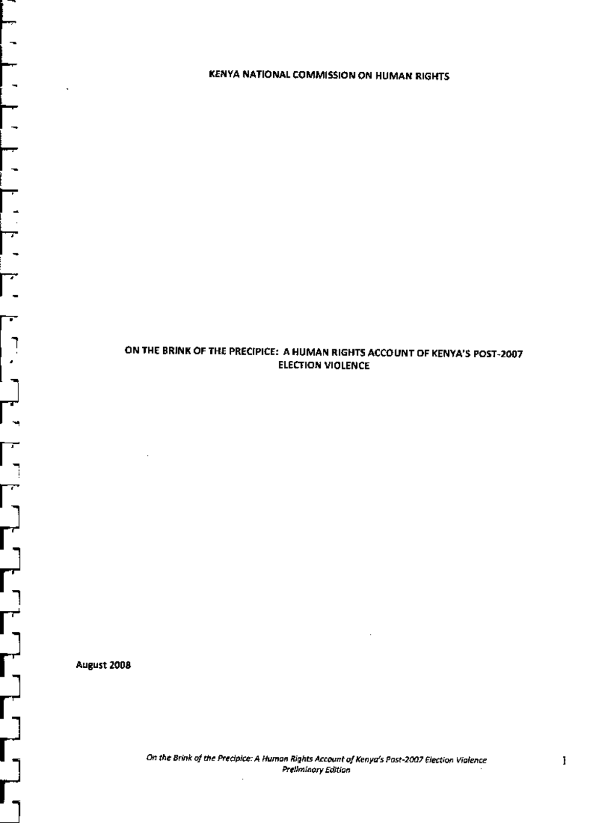 Knchr report on the brink of the precipe - KENYA NATIONAL COMMISSION ON ...