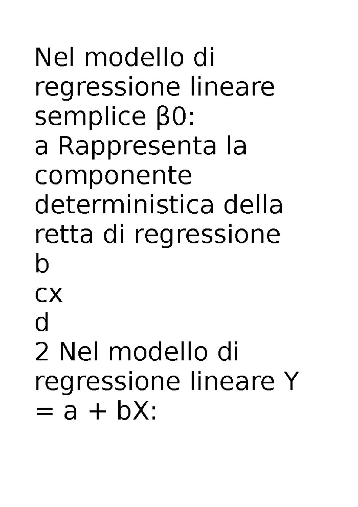 Test statistica aziendale word - Nel modello di regressione lineare ...