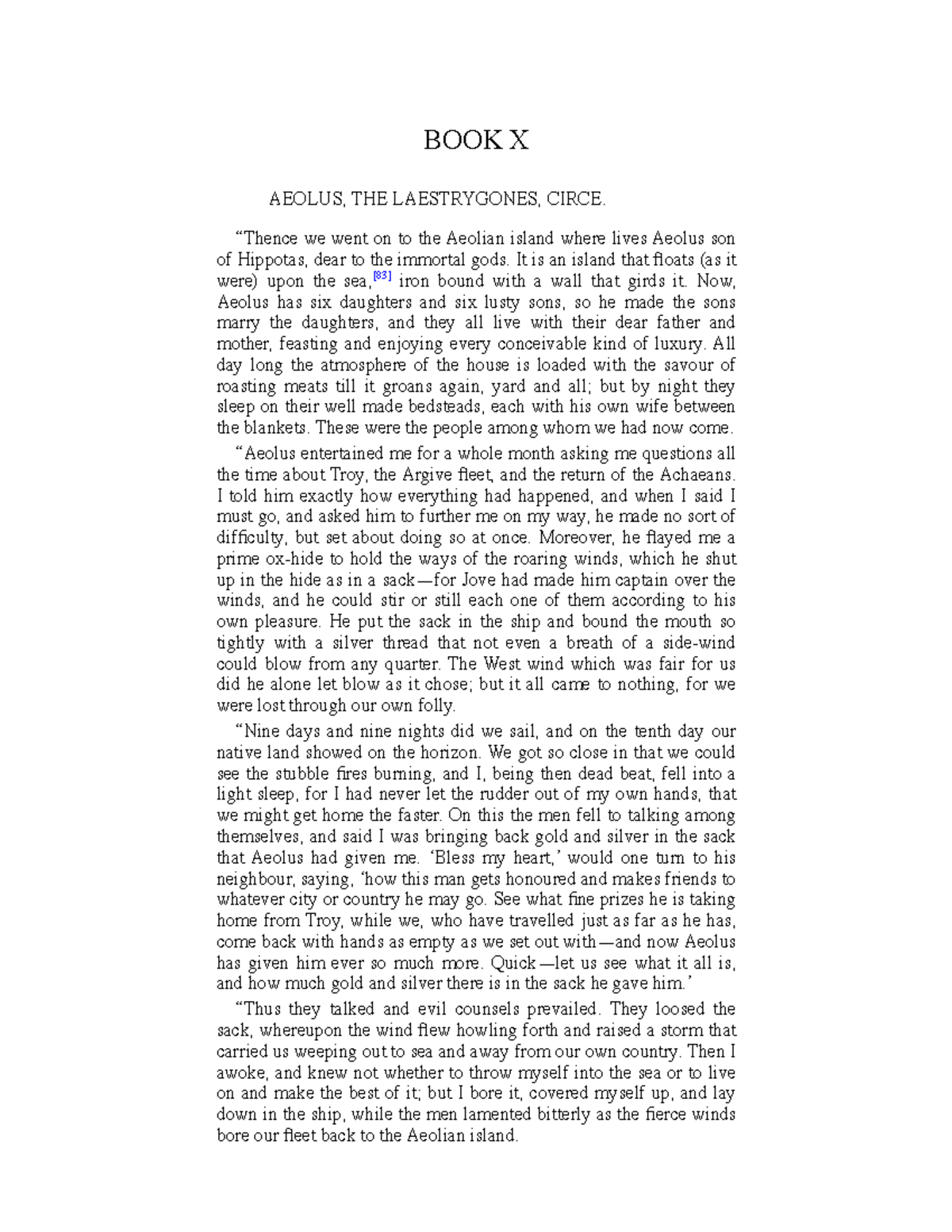 Odyssey Book 10 - nj hj fejhefc - BOOK X AEOLUS, THE LAESTRYGONES ...
