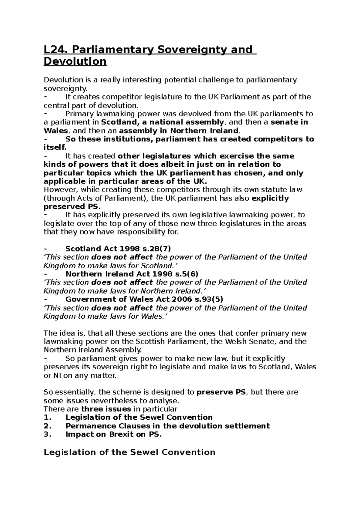 L24. Parliamentary Sovereignty and Devolution - L24. Parliamentary ...