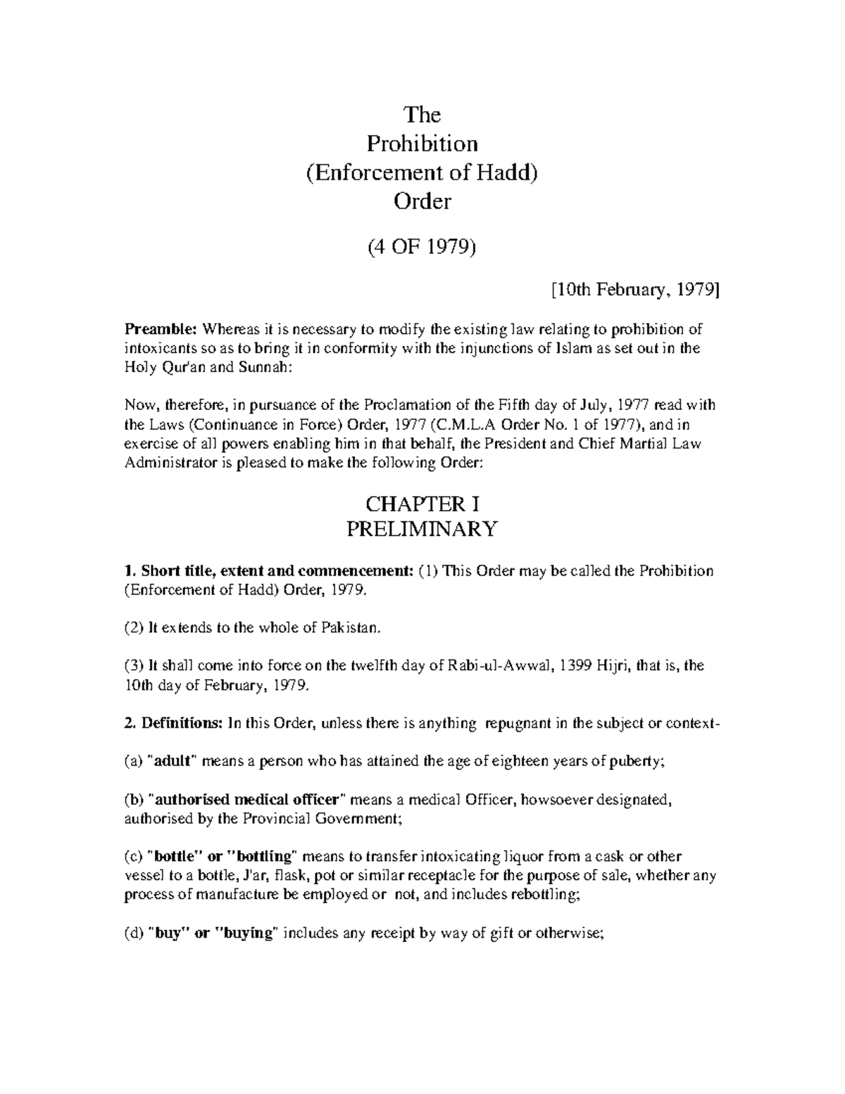 Prohibition enforcement of hadd order 1979 - The Prohibition ...