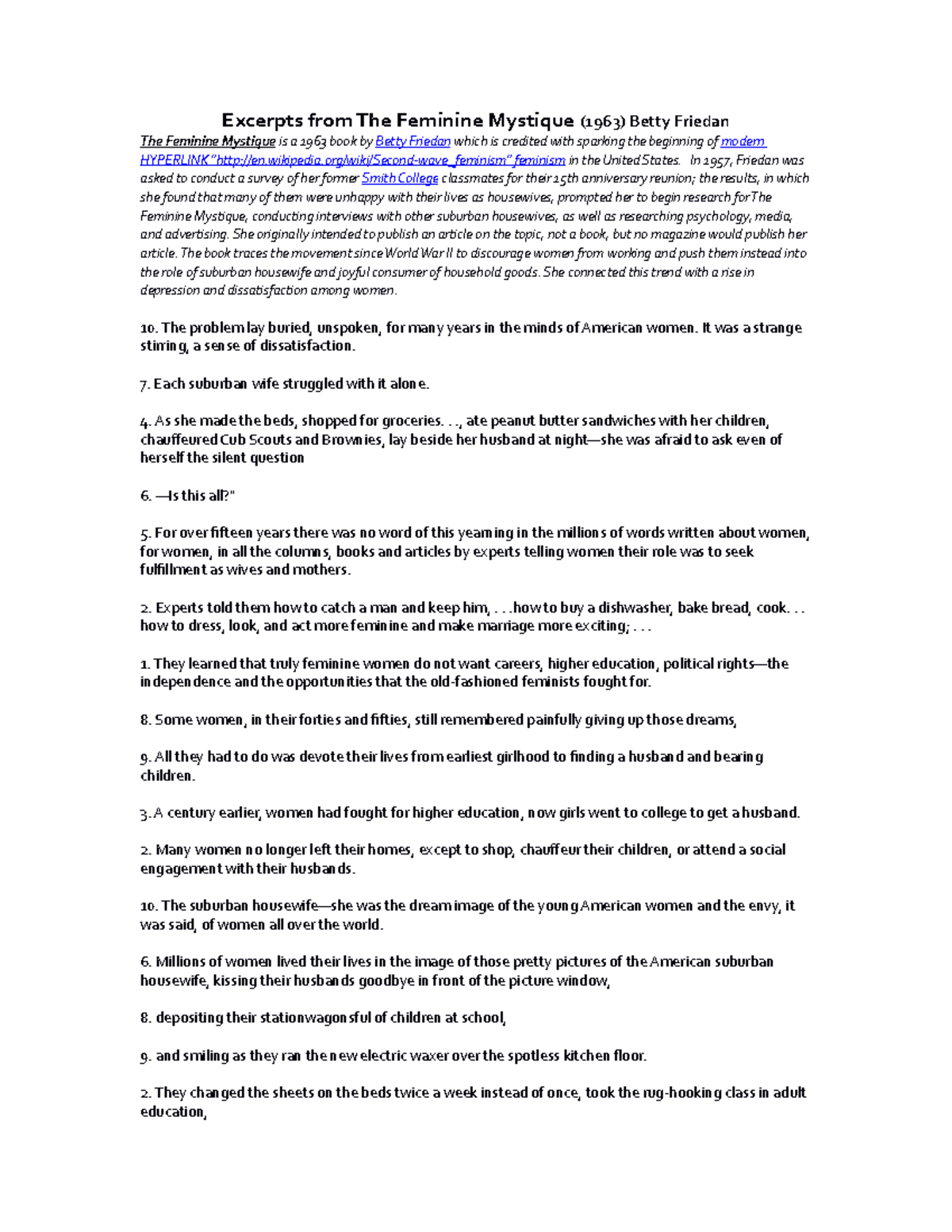 The Feminine Mystiqueexcerptreadaloud-1 by carolina v - Excerpts from ...