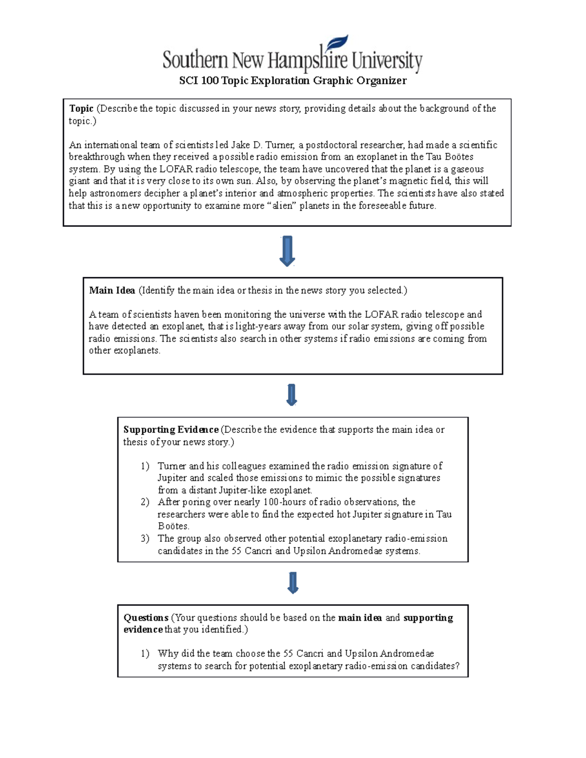 2-3 Project 1 Topic Exploration Graphic Organizer - SCI 100 Topic ...